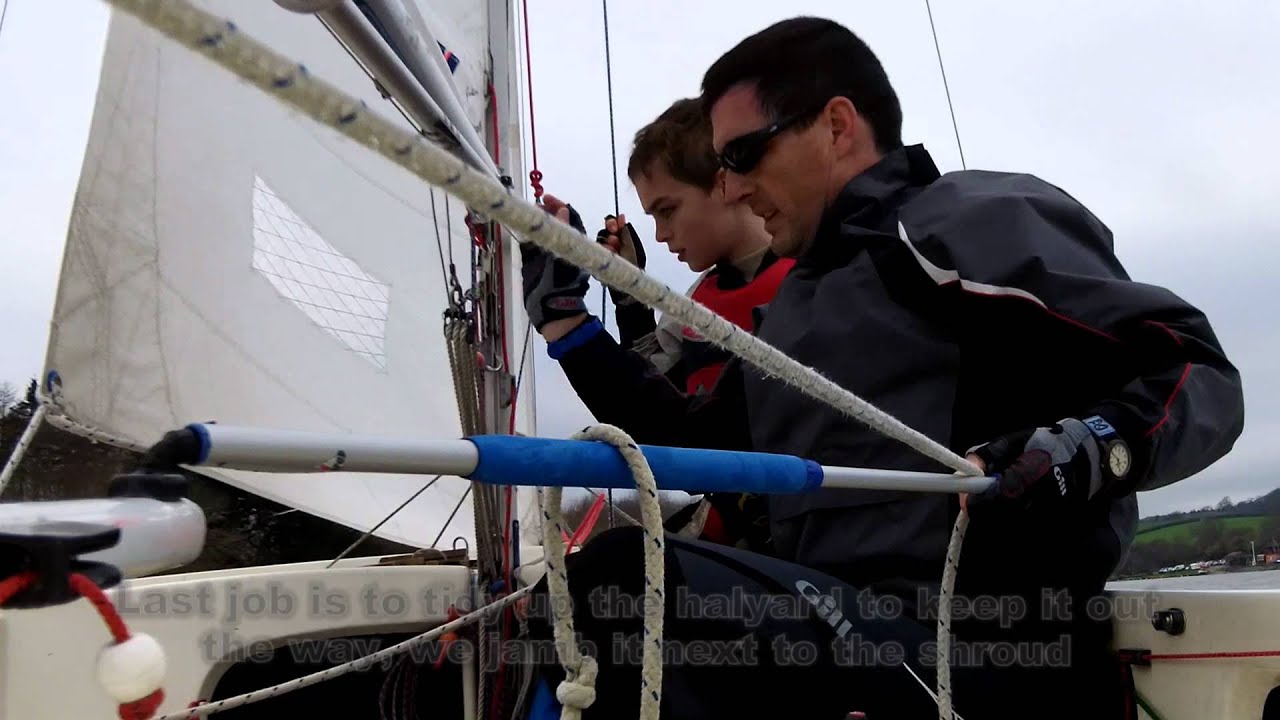 Wanderer Dinghy - Spinnaker chuck hoist gybe and drop - YouTube