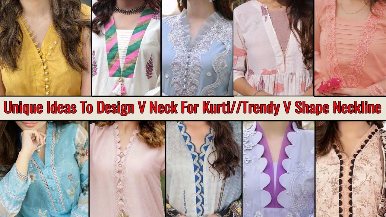 Unique Ideas To Design V Neck For Kurti //Trendy V Shape Neckline 2023 ...