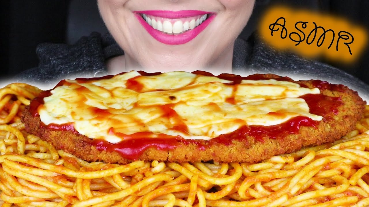 CHICKEN SCHNITZEL WITH SPAGHETTI & TOMATO SAUCE 🍝 | No Talking | ASMR ...