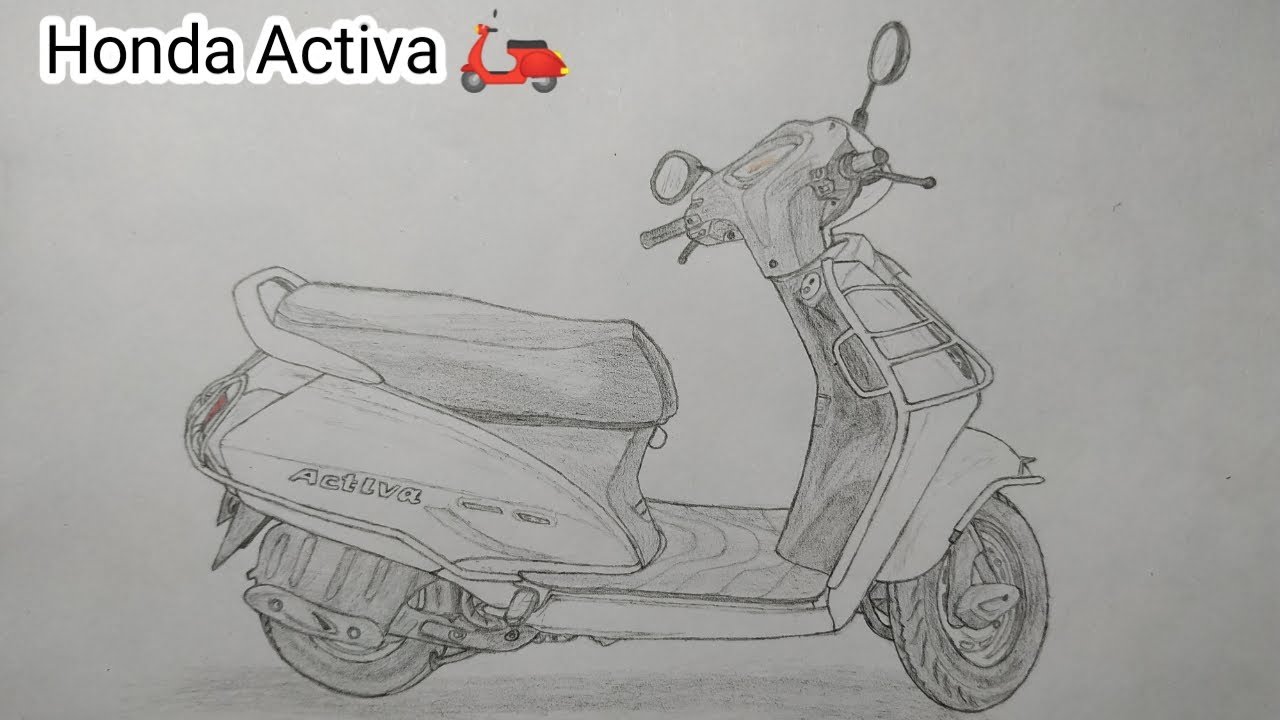 How To Draw Honda Activa 🛵 | Honda Activa Drawing | Scooty Drawing ...