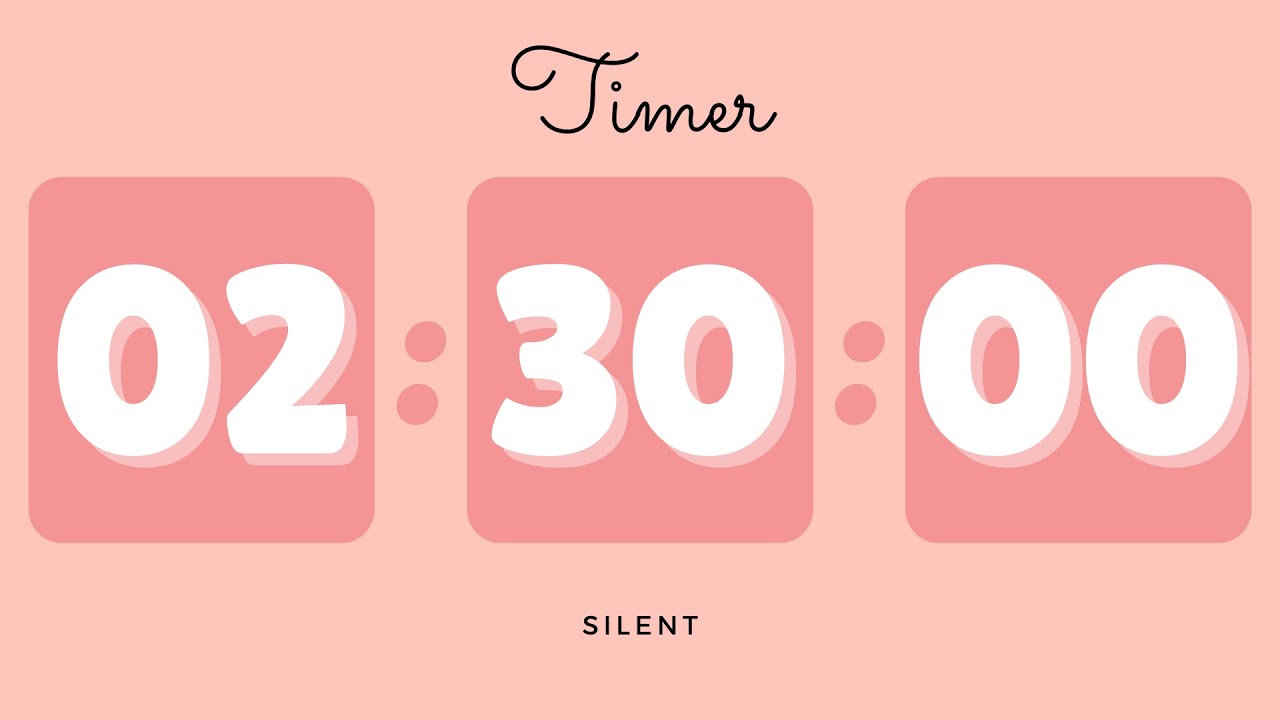🌺 2 Hours 30 Minutes Silent Timer with Cute Ending Alarm | Pastel Red ...