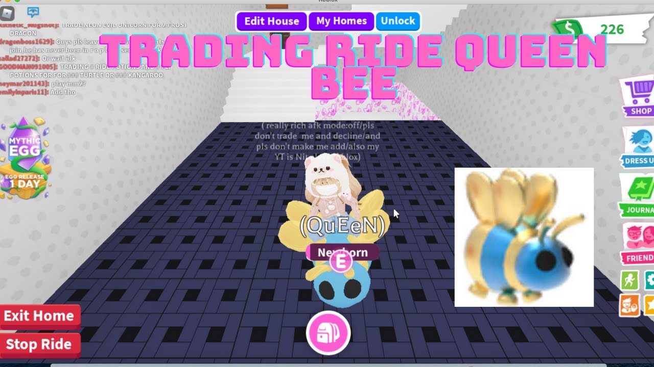 TRADING RIDE QUEEN BEE IN (ROBLOX ADOPT ME ) - YouTube