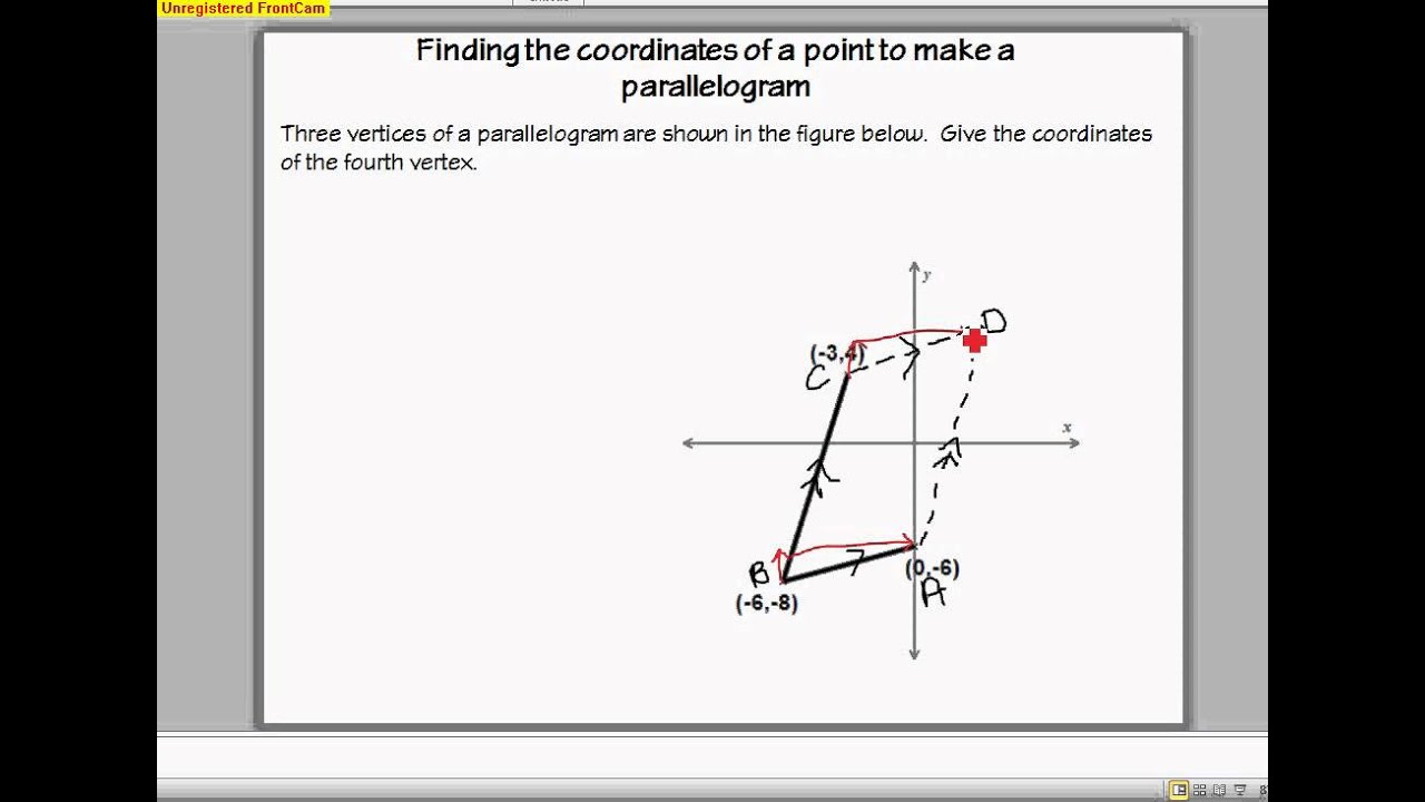 Geo A ~ 88 Finding the coordinates of a point to make a parallelogram ...
