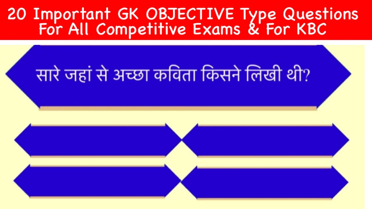 Set 6 - General Awareness || 20 Important GK MCQ for All Competitive ...
