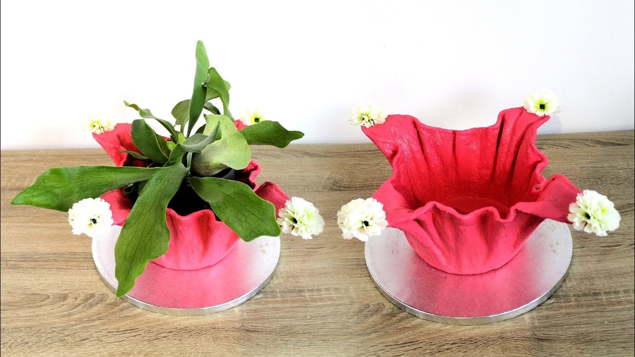 Flower pot making from cloth and gypsum - How to make flower pot. - YouTube
