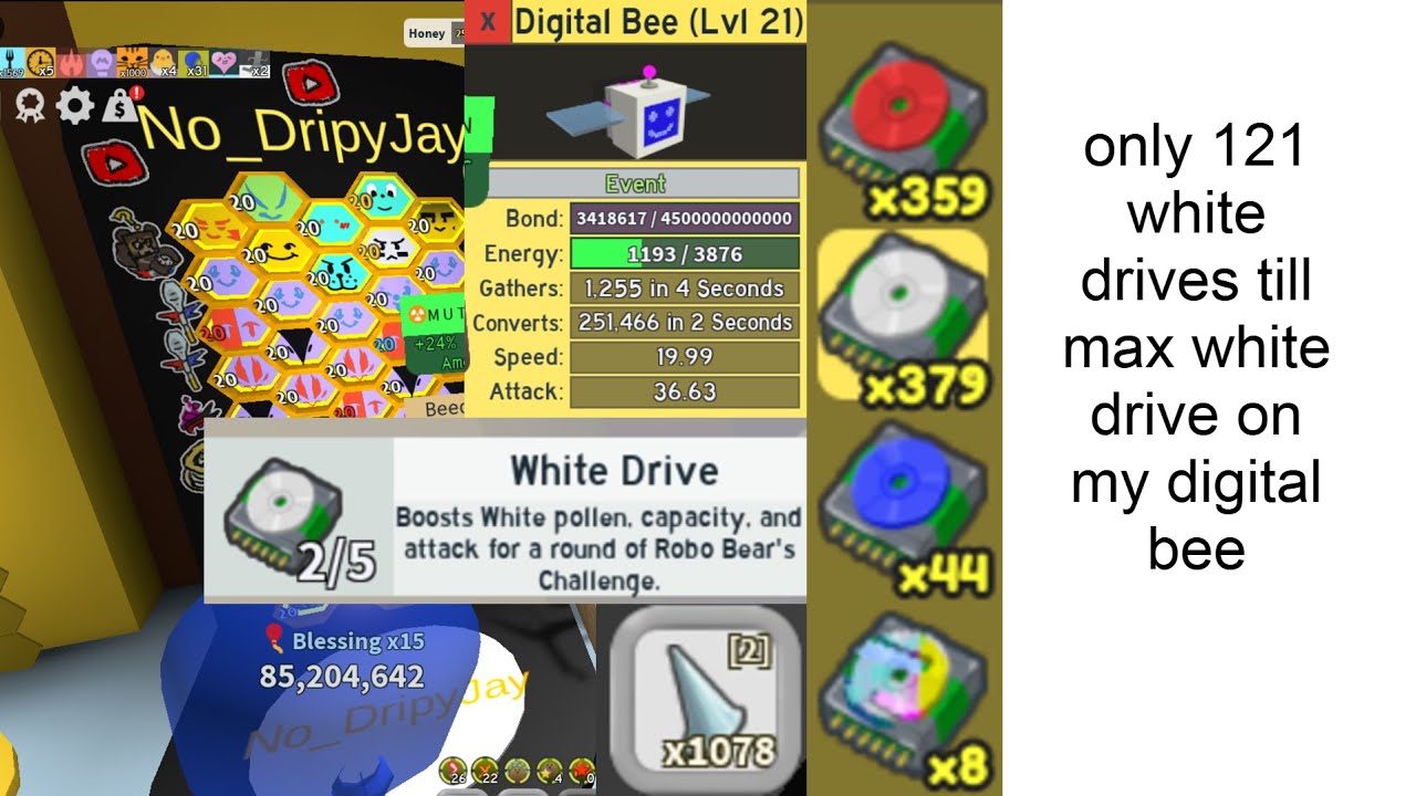 Getting Max White Drives on Digital Bee 379/500 - YouTube