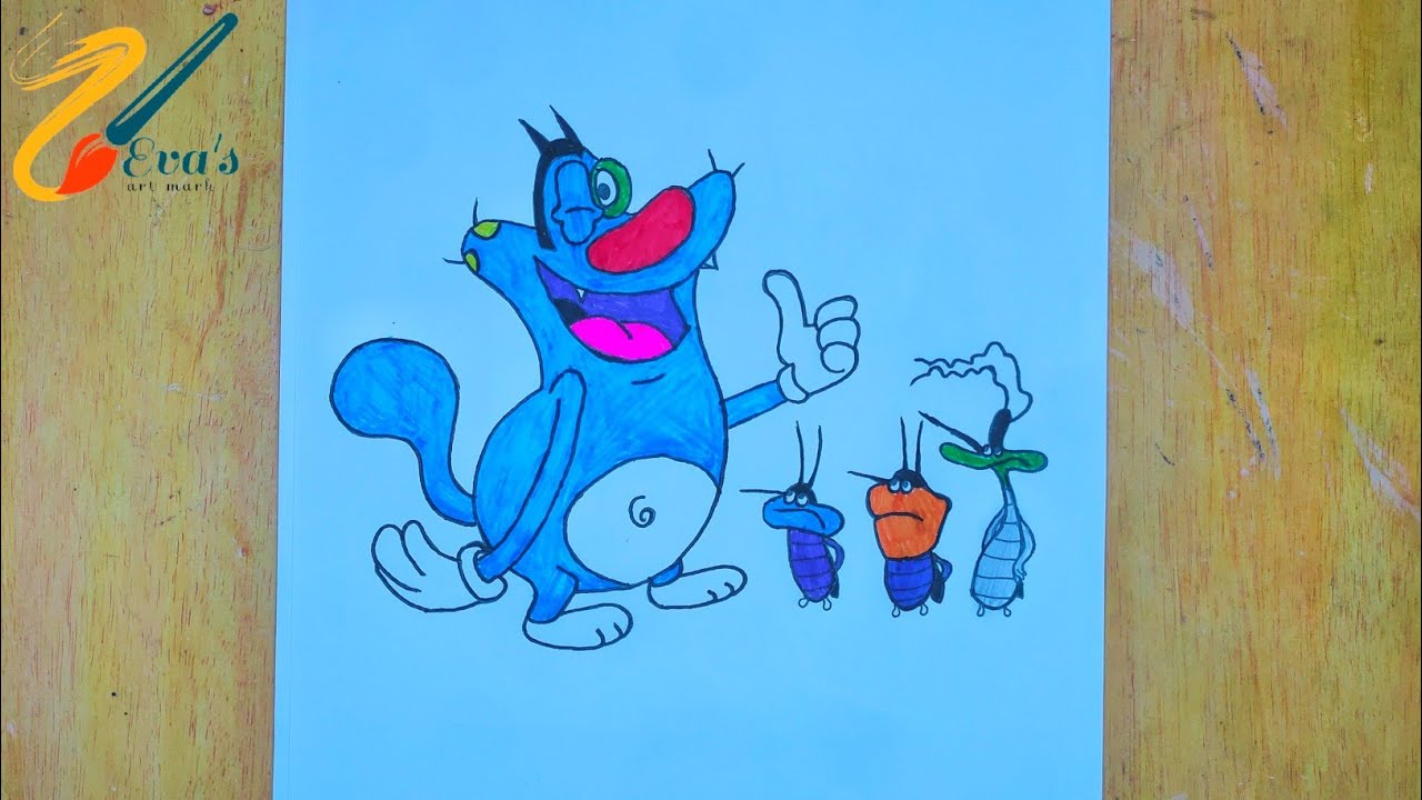 Oggy Drawing || How to draw Oggy and cockroaches || easy drawing for ...