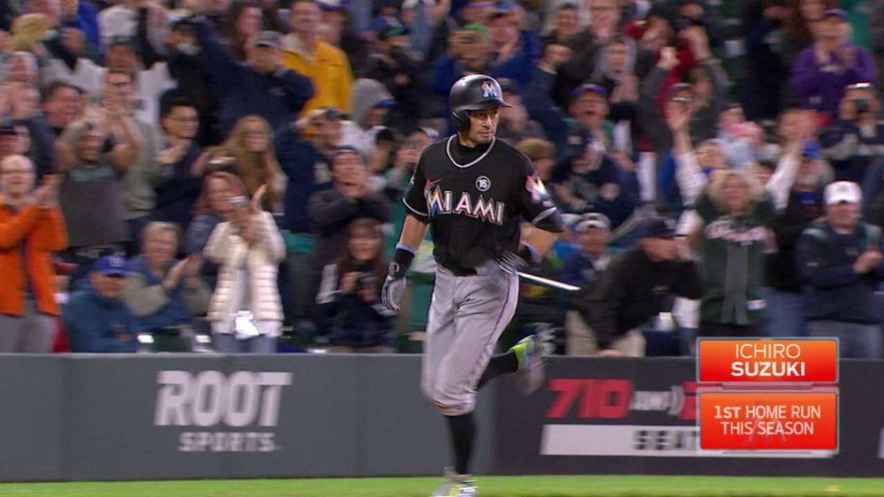 MIA@SEA: Ichiro gets roaring ovation after solo homer - YouTube