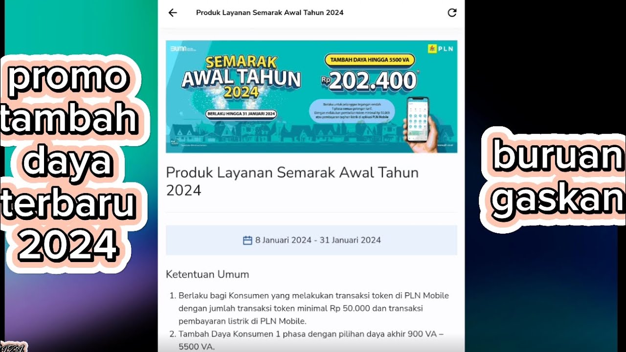 PROMO TAMBAH DAYA PLN SEMARAK AWAL TAHUN 2024 BURUAN GASKAN - YouTube