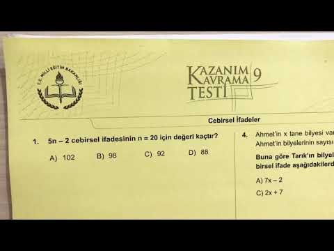 6.Sınıf Cebirsel İfadeler Soru Çözümü (MEB Kazanım Kavrama Testi)