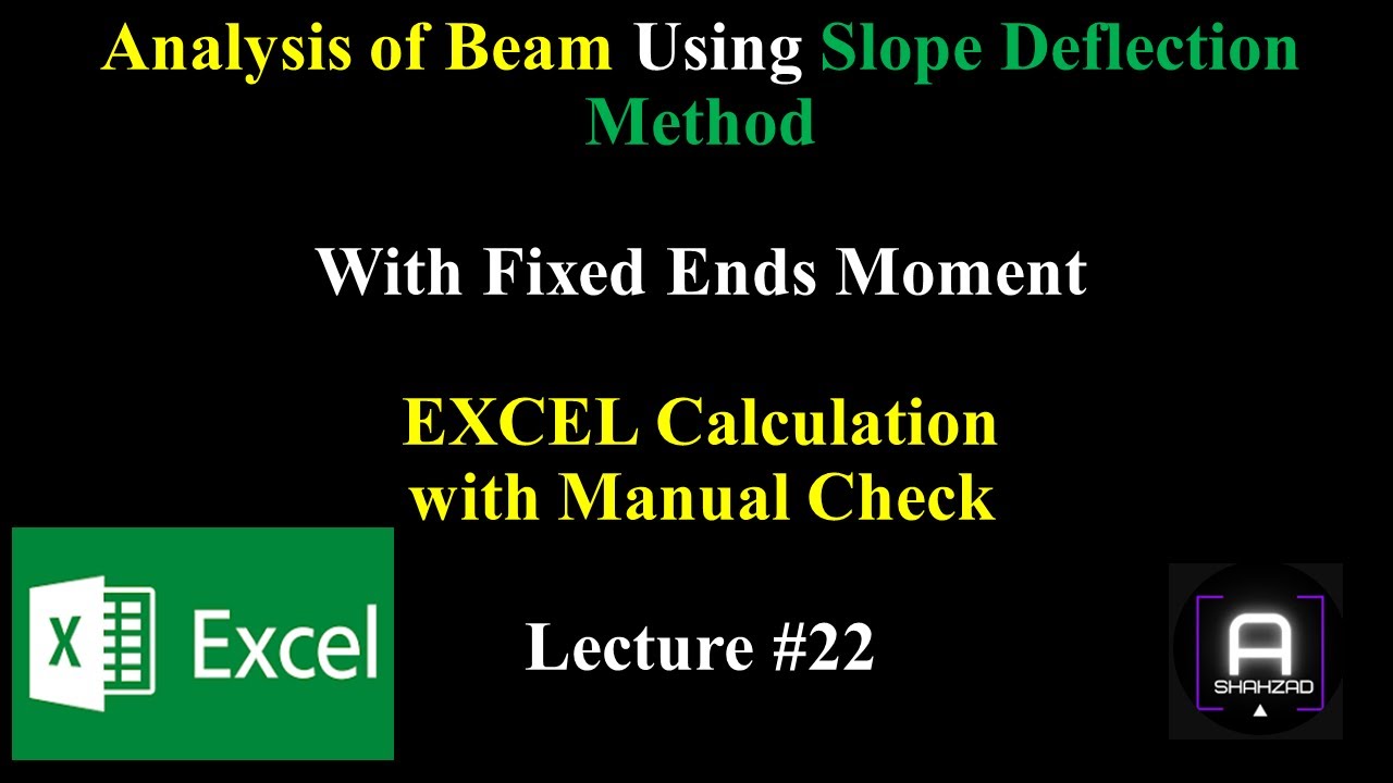 Slope Deflection Method in Excel for Beam With Fixed Ends Moments - YouTube