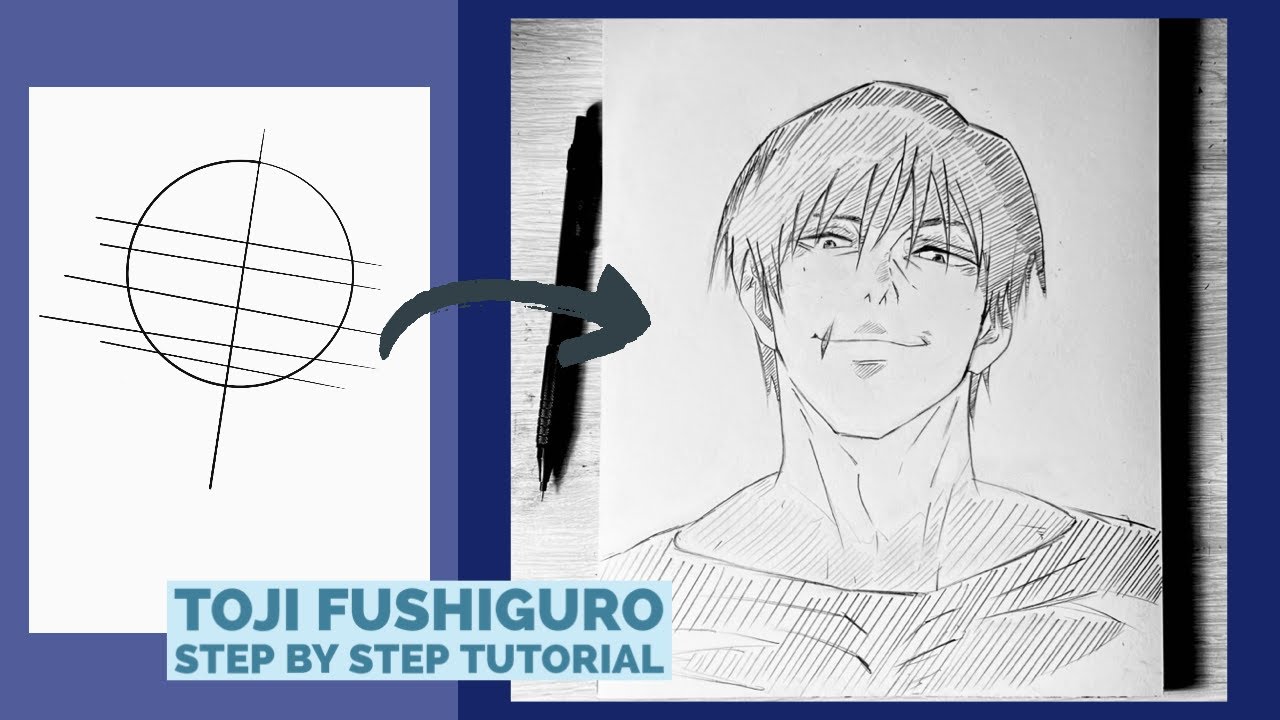 How to draw Toji Fushiguro from Jujutsu Kaisen | Step by Step Tutorial ...