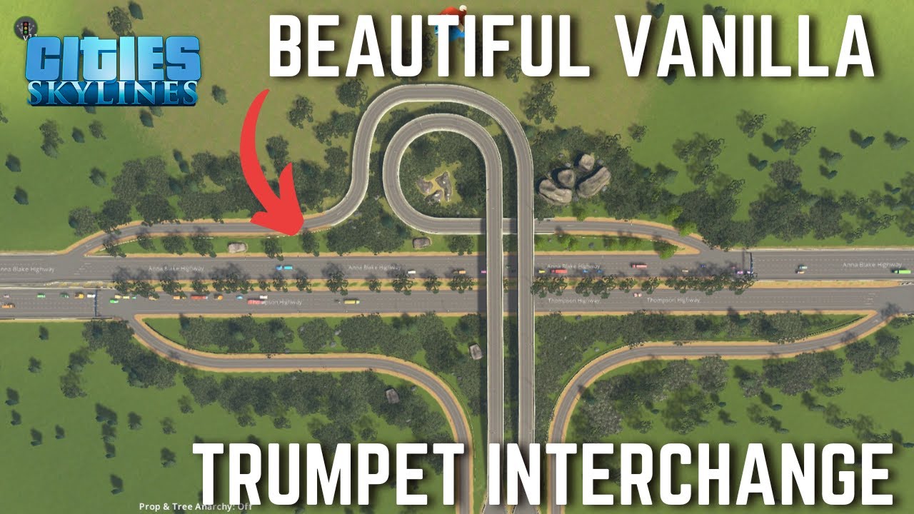 How To Build a Beautiful VANILLA Trumpet Interchange in Cities Skylines ...