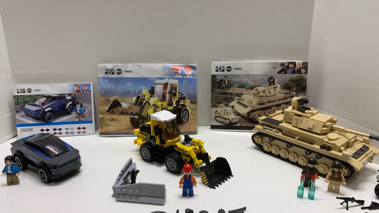 SLUBAN Triple Quick Review- electric car, loader, and panzer 4 tank ...