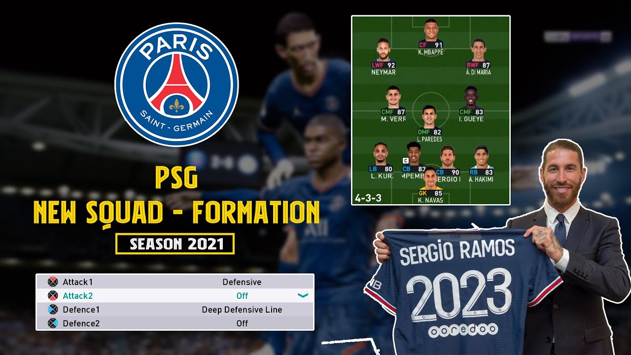 PSG New Squad & Formation 2021 | Sergio Ramos & A. Hakimi Join | PES ...