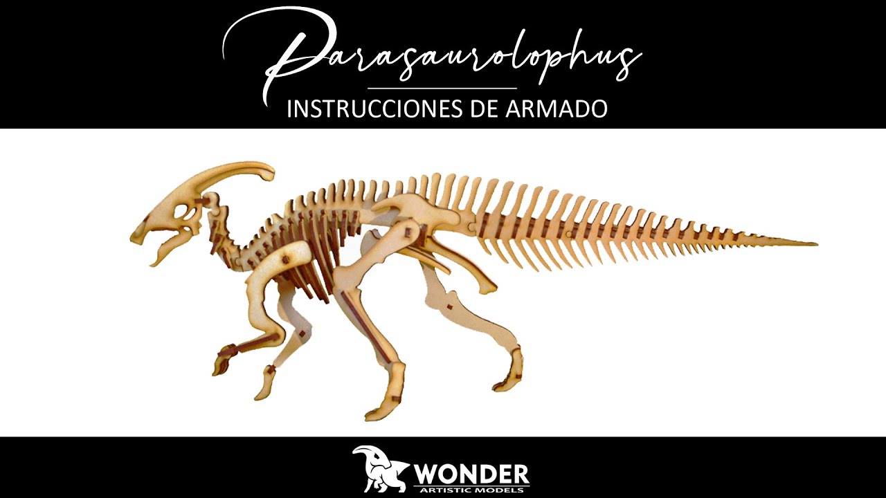 Parasaurolophus 3D Wooden Model Kit | Tutorial de armado - YouTube