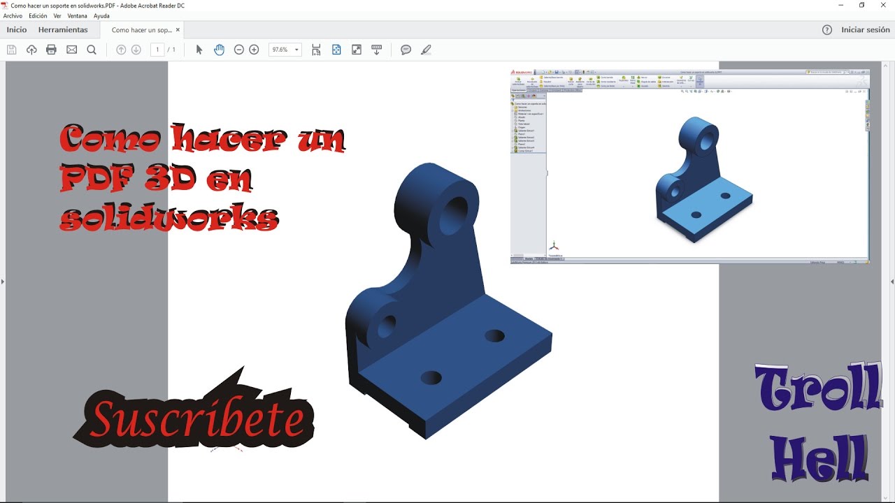 Como hacer un PDF 3D en solidworks - YouTube