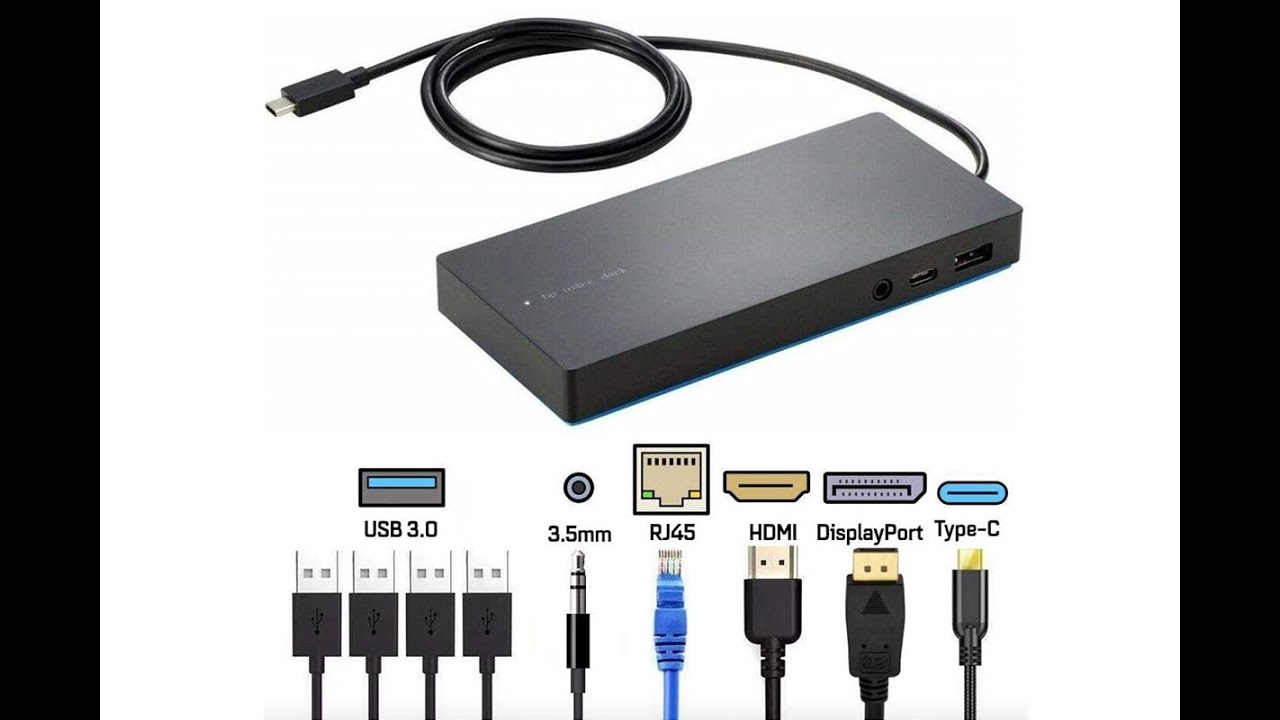 惠普HP Elite USB-C Docking Station 65W供电，USB3.0,千兆网卡，外接双显示器拓展坞 TPA-B01 841575-001 - YouTube