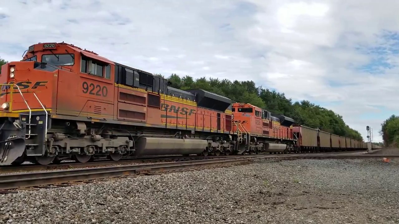 BNSF 9220 leads an empty hopper train at Wellsboro, Indiana. September ...