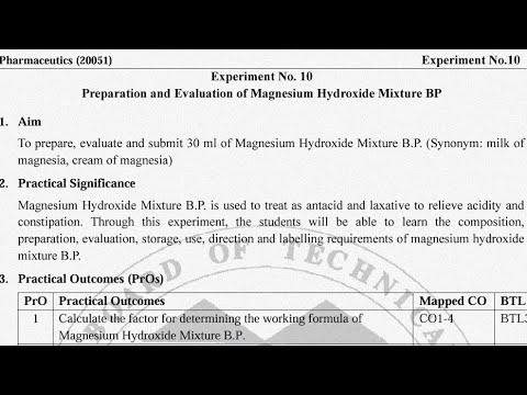 Pharmaceutics Experiment 10 | Preparation and Evaluation of Magnesium ...