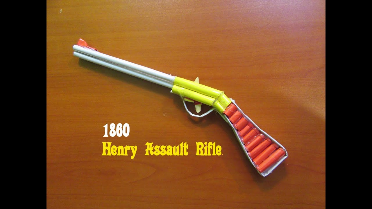 How to Make a Paper 1860 Henry Assault Rifle that shoots rubber bands ...