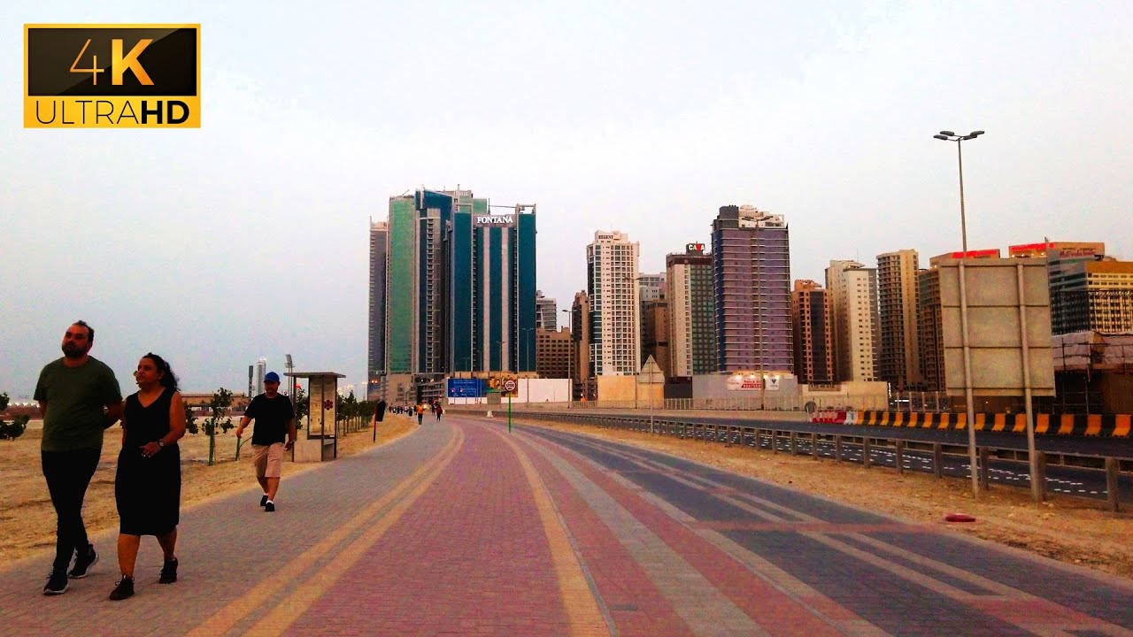 Marina Beach Garden Park | Juffair Track | Bahrain Walking Tour 4K ...