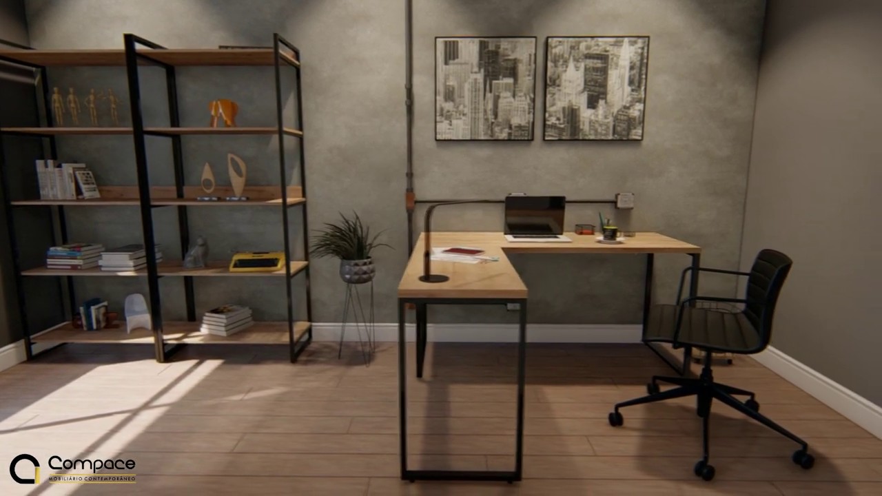 CONJUNTO MESA L 1500X1500 ESTILO INDUSTRIAL KUADRA ML150 - YouTube