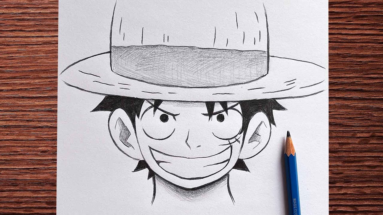 Drawing Luffy with hat - [One Piece] - YouTube
