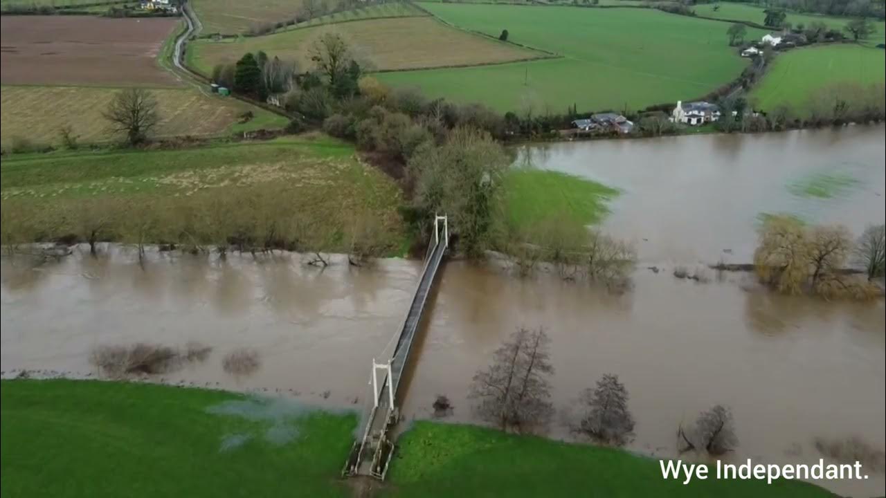 Sellack Suspension Bridge, Flooding, Ross on Wye - YouTube