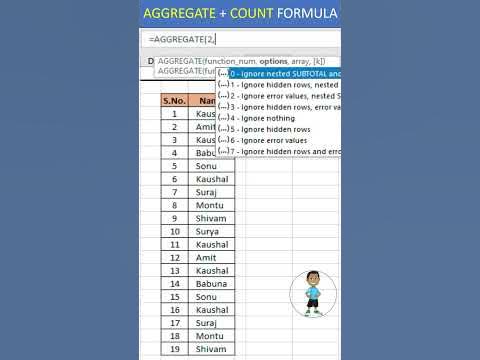 AGGREGATE + COUNT Formula In Excel #excel #exceltips #exceltutorial #msexcel #microsoftexcel ...