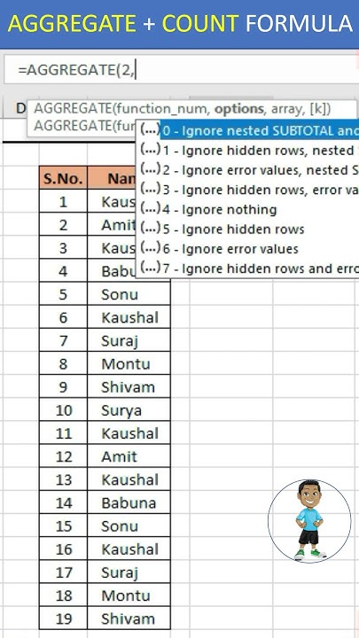 Aggregate Count Formula In Excel Excel Exceltips Exceltutorial Msexcel Microsoftexcel