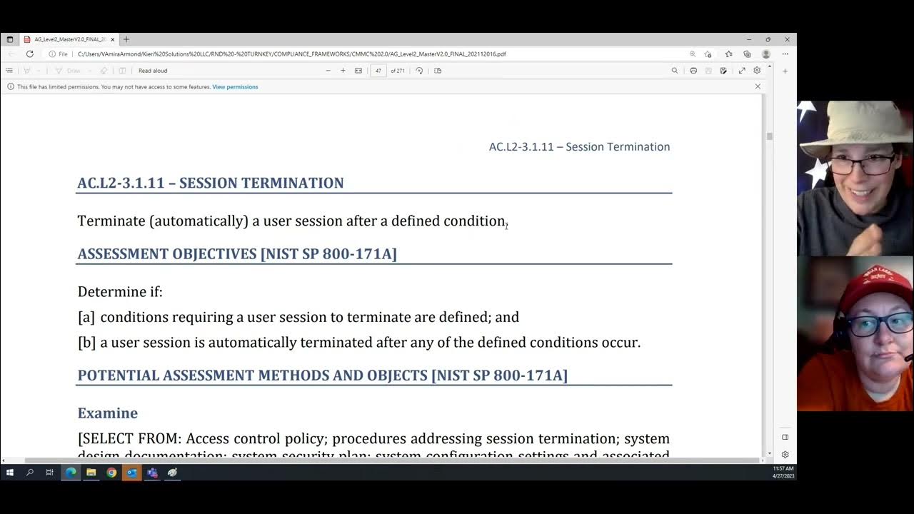 CMMC User Session vs Network Session Termination - YouTube