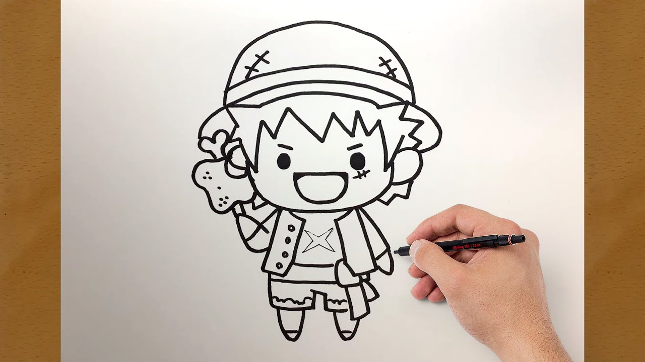 How to draw cute chibi Luffy from One Piece - Easy Step By Step ...