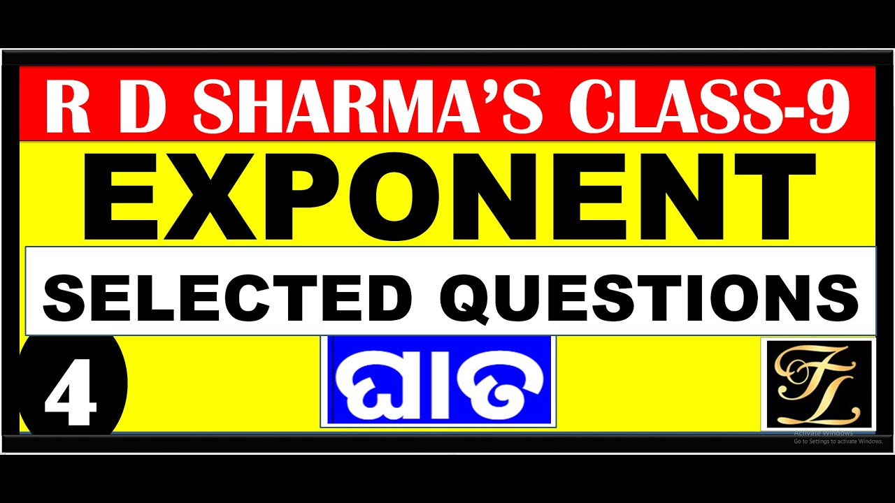 MATH CLASS 9 EXPONENTS R D SHARMA CH 2 1 Qn 8 , 9 PART 4 #education #classninemath #exponents ...