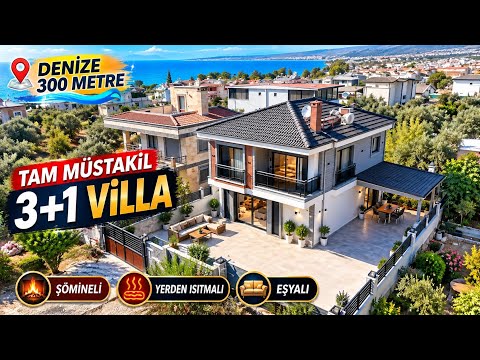 Didim Akbük 3+1 Yerden ısıtmalı denize yürüme mesafesinde tam müstakil eşyalı nokta konumda villa