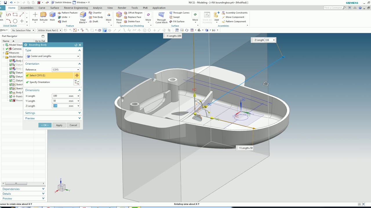 NX อธิบายการใช้คำสั่ง Bounding Box ตอนที่2 - YouTube