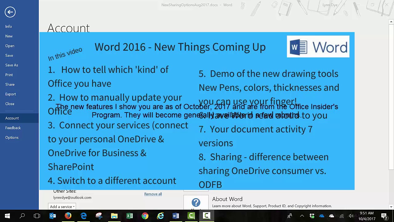 Word 2016 New Features & a Backstage Visit - YouTube