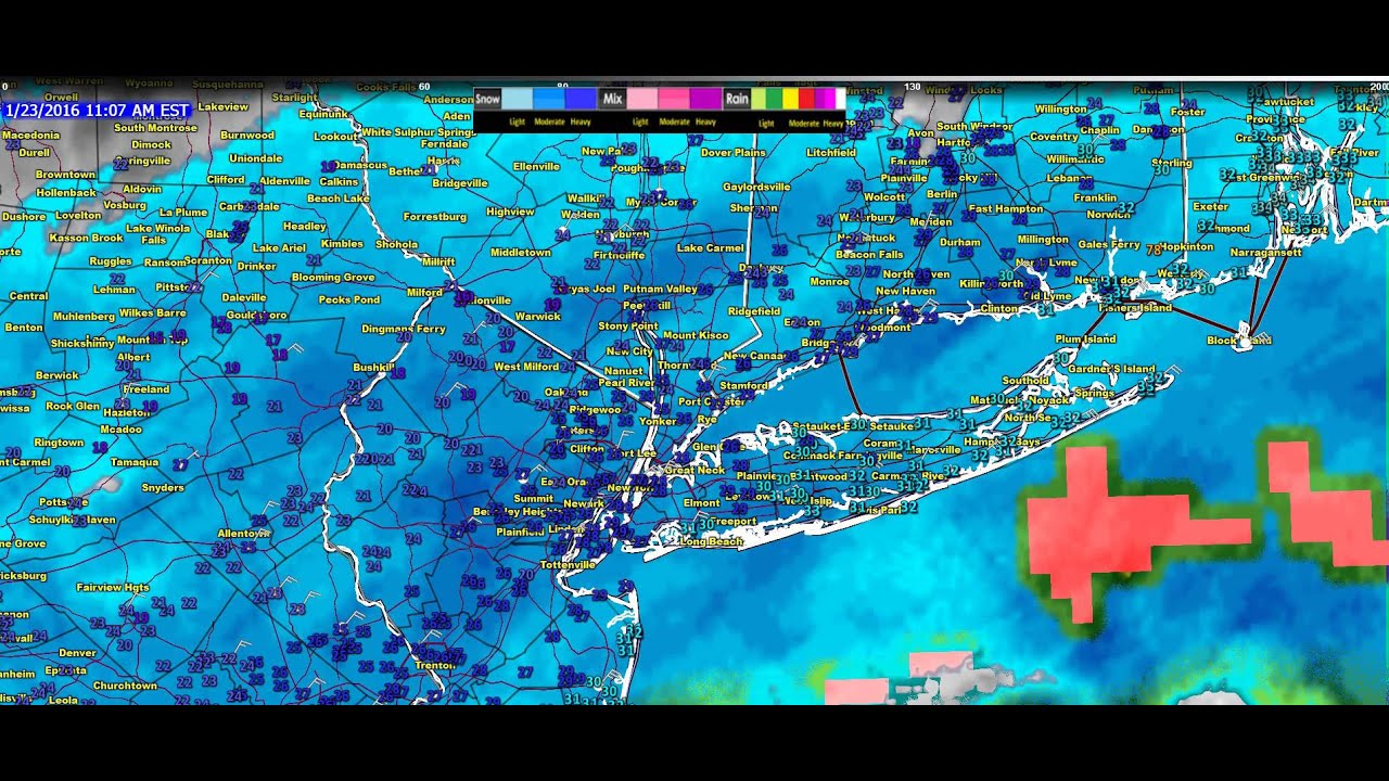 Radar loop of #Blizzard2016 for NYC - YouTube