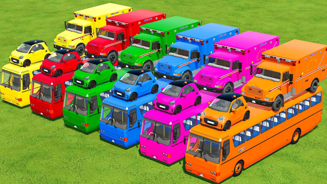 SMART CARS, AMBULANCE DEPARTMENT & BUS OF COLORS IN FS22 | FARMING ...