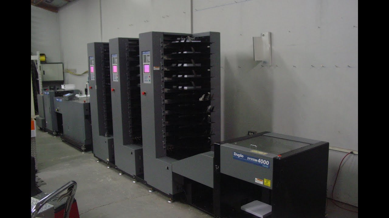 DUPLO 3 TOWER 5000 COLLATOR BOOKLET MAKER REAR STACKER TEST RUN - YouTube