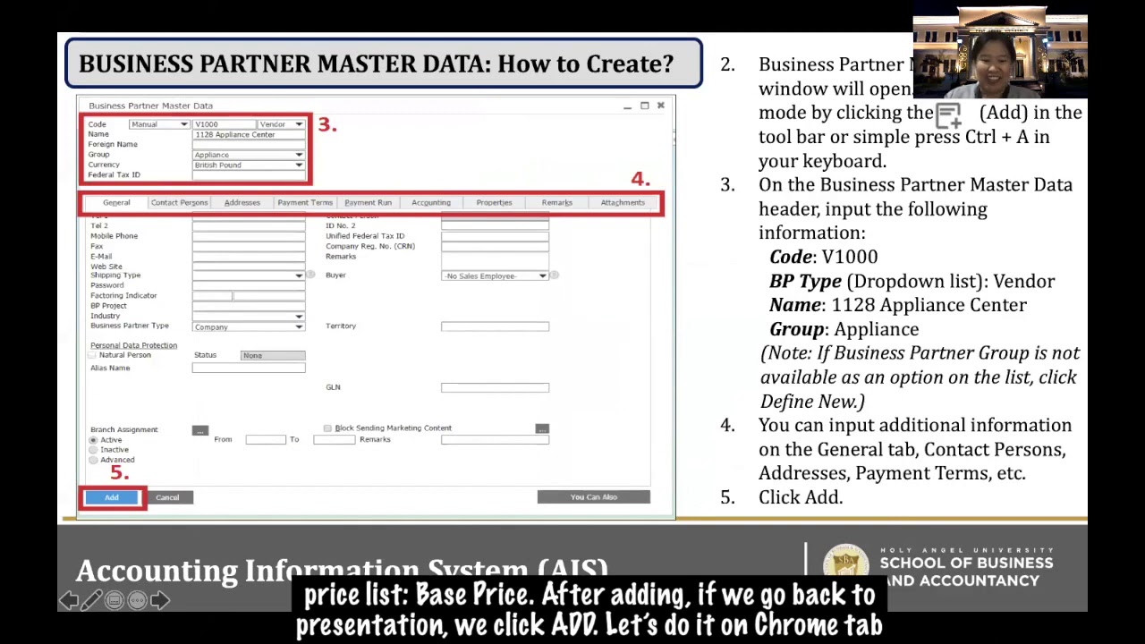 Lesson 3-2 Business Partner Master Data Adding Information - YouTube