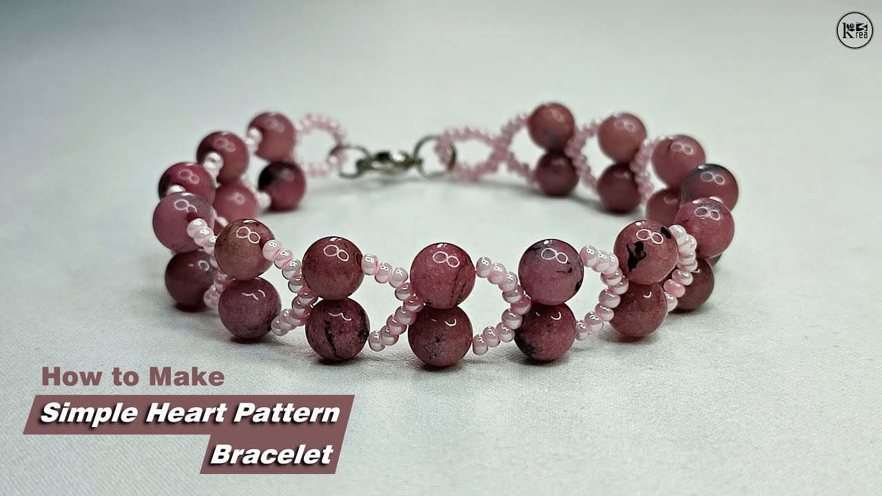 How to Make Simple Heart Pattern Bracelet | Beaded Bracelet Tutorial ...