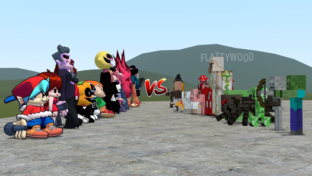 FNF VS MINECRAFT!! Garry's Mod [Friday Night Funkin' Characters VS ...
