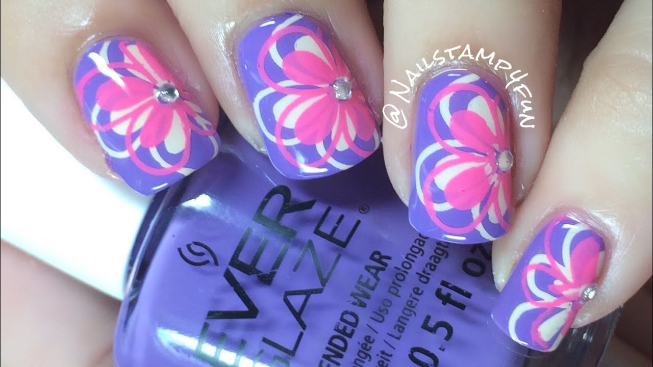 How to: Floral Nails Double Nail Stamping Tutorial - YouTube