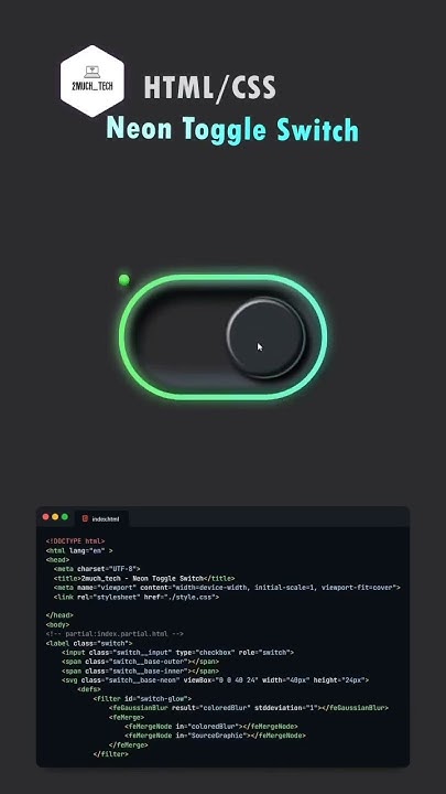 Neon Toggle Switch Using Html Css Webdevelopment Css Youtube