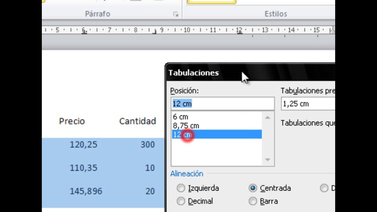 Word 2010 Tabulaciones - YouTube