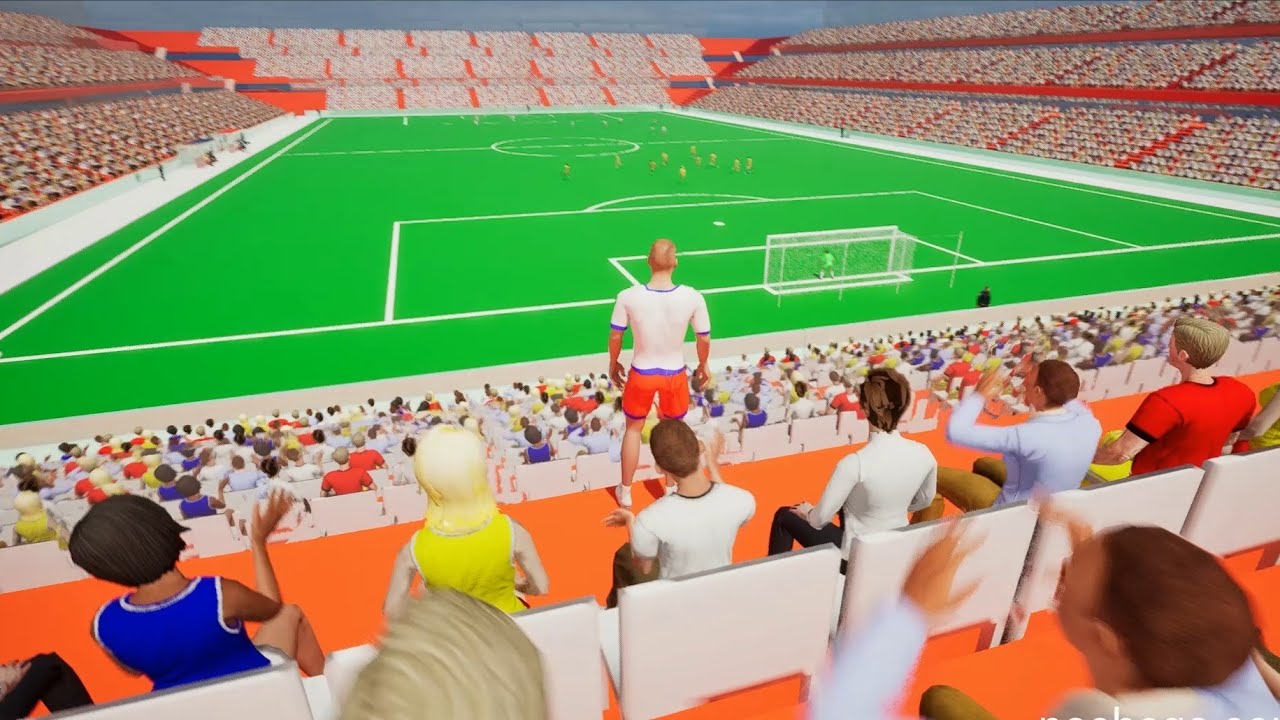 Football (Soccer) Scoring Practice, Large Stadium Crowd Walkthrough ...