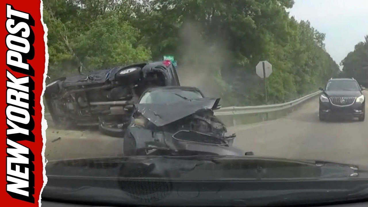 WILD stolen car chase ends in violent crash and arrest - YouTube