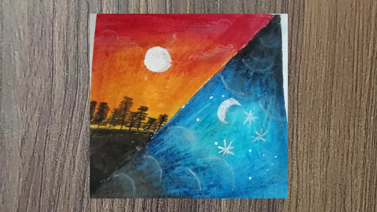 Day Night drawing. to much easy. - YouTube
