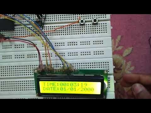 Real time clock RTC using PIC16F877A and DS1307 CCS PIC C - YouTube